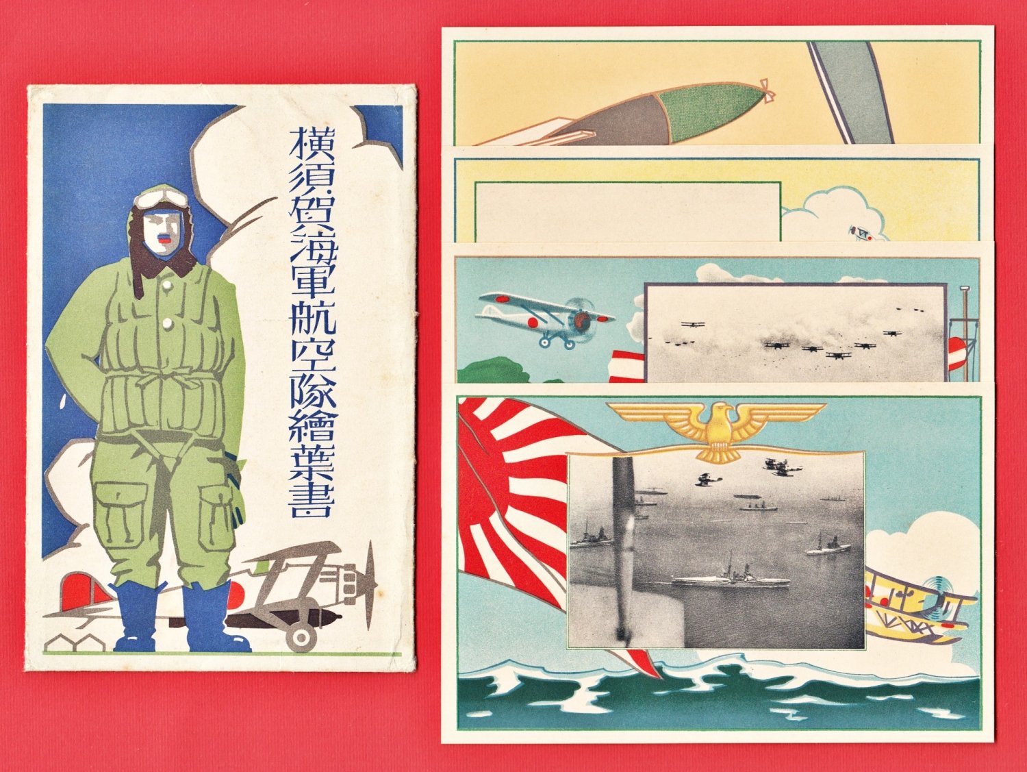 Antique JAPAN Japanese Military Art 4 Postcards Folder Yokosuka Naval ...