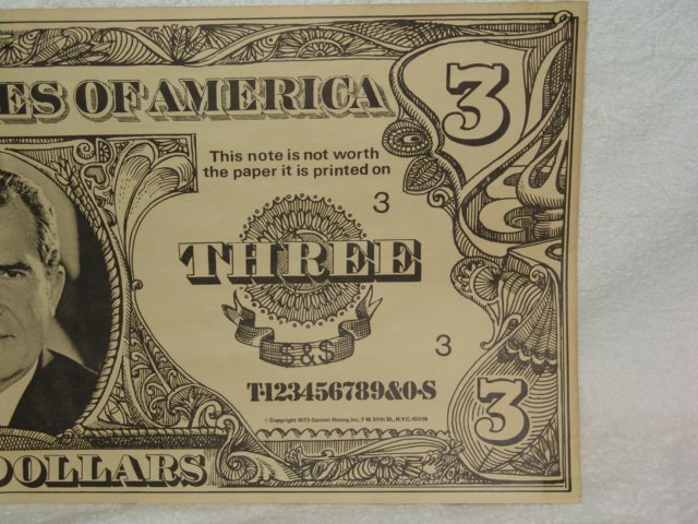 Nixon Poster, three dollar bill * RARE*