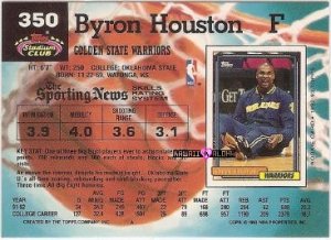 Topps Stadium Club Byron Houston Basketball Rookie Card 1993