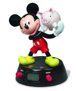Mickey Mouse Disney Talking Piggy Bank Alarm Clock Collectible