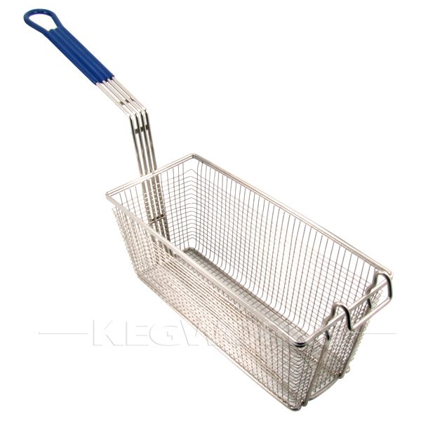 Commercial Grade Deep Fryer Basket - Medium - Blue Handle