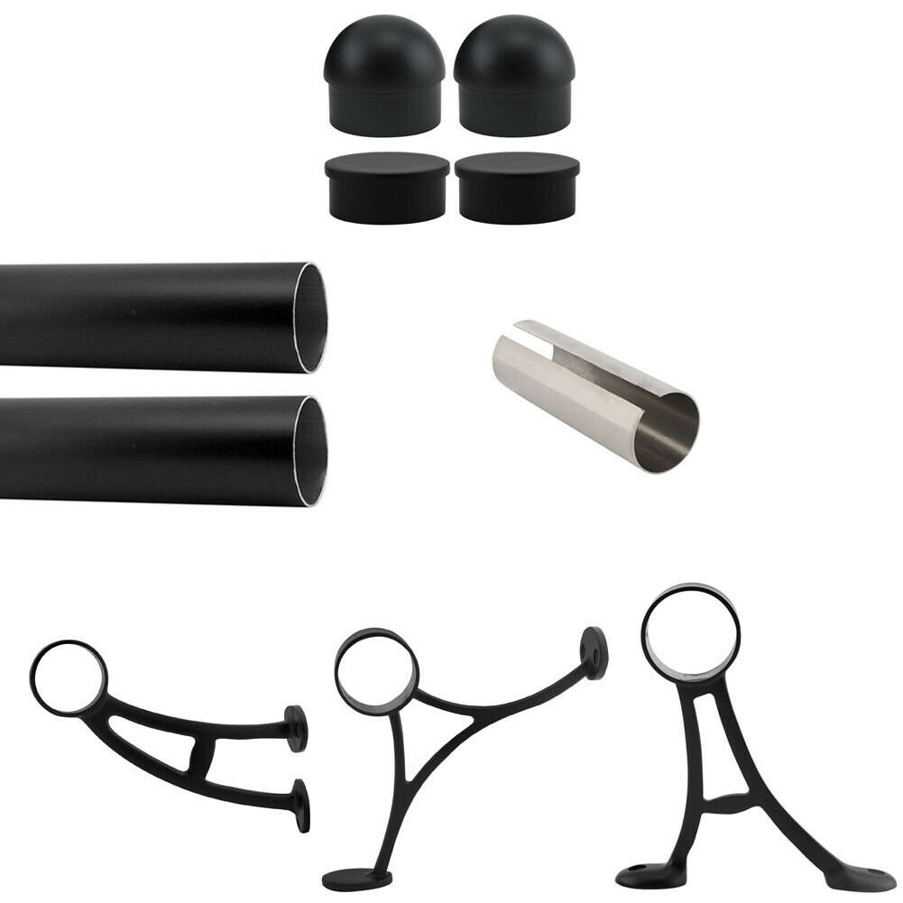 KegWorks Bar Foot Rail Kit - Matte Black 2" Tubing, 2-3 Brackets, 2-3 ...