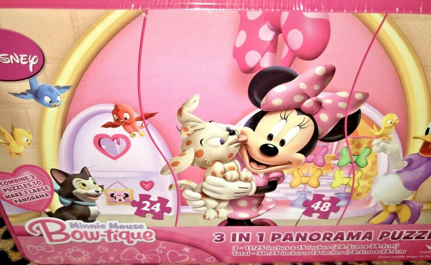 Disney Minnie Mouse Bowtique 3 in Panorama Puzzle Figaro Daisy Duck