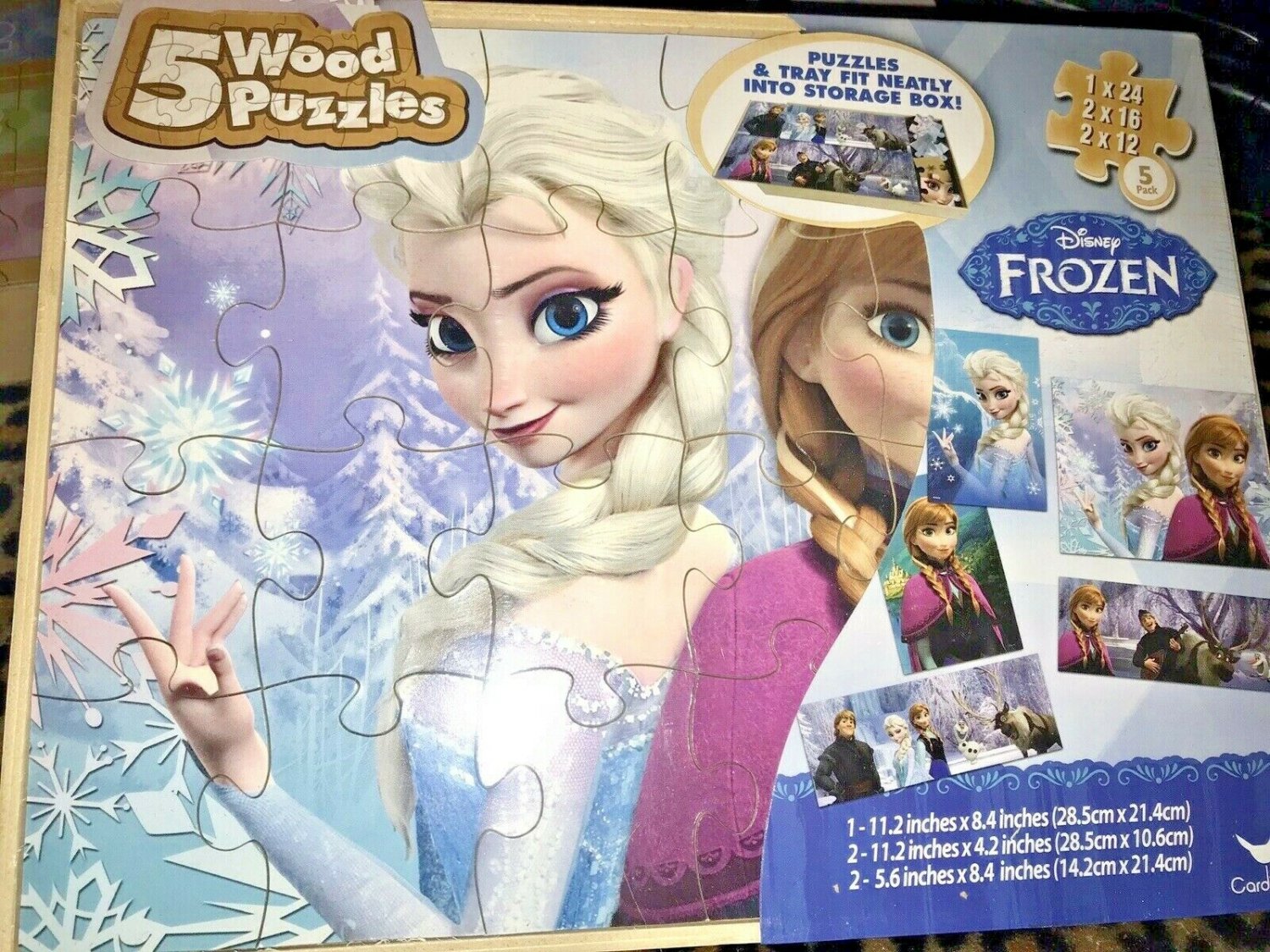 Disney Frozen Elsa Anna 5 Wood Puzzles Sven Kristoff