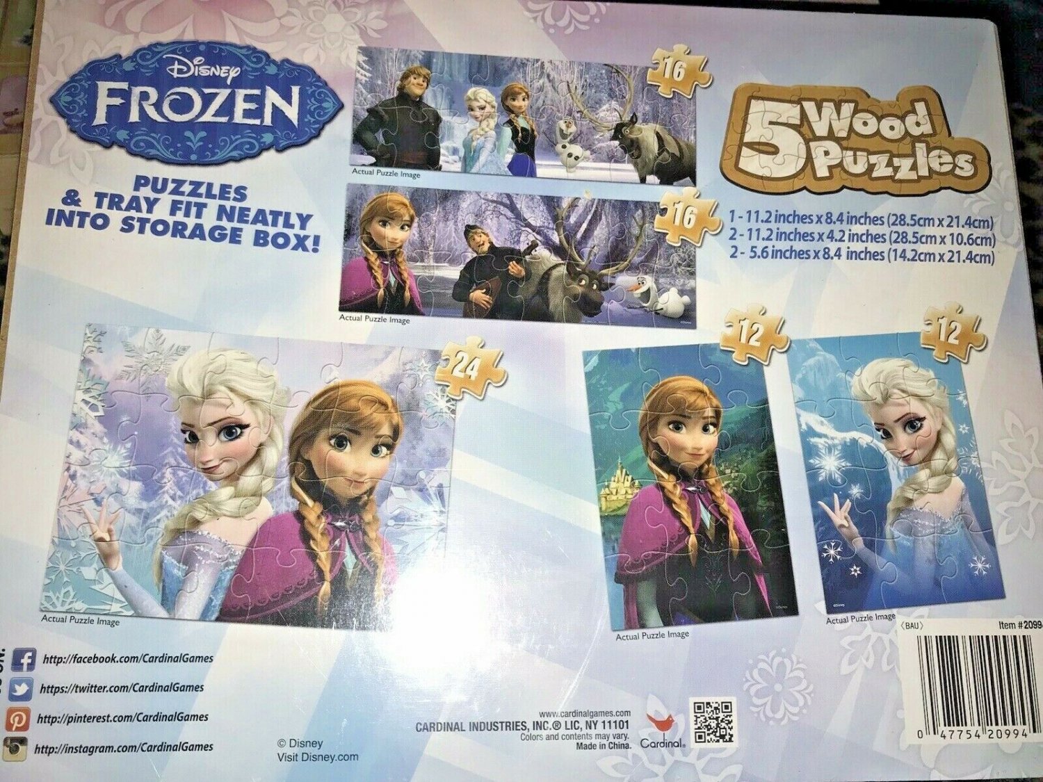 Disney Frozen Elsa Anna 5 Wood Puzzles Sven Kristoff