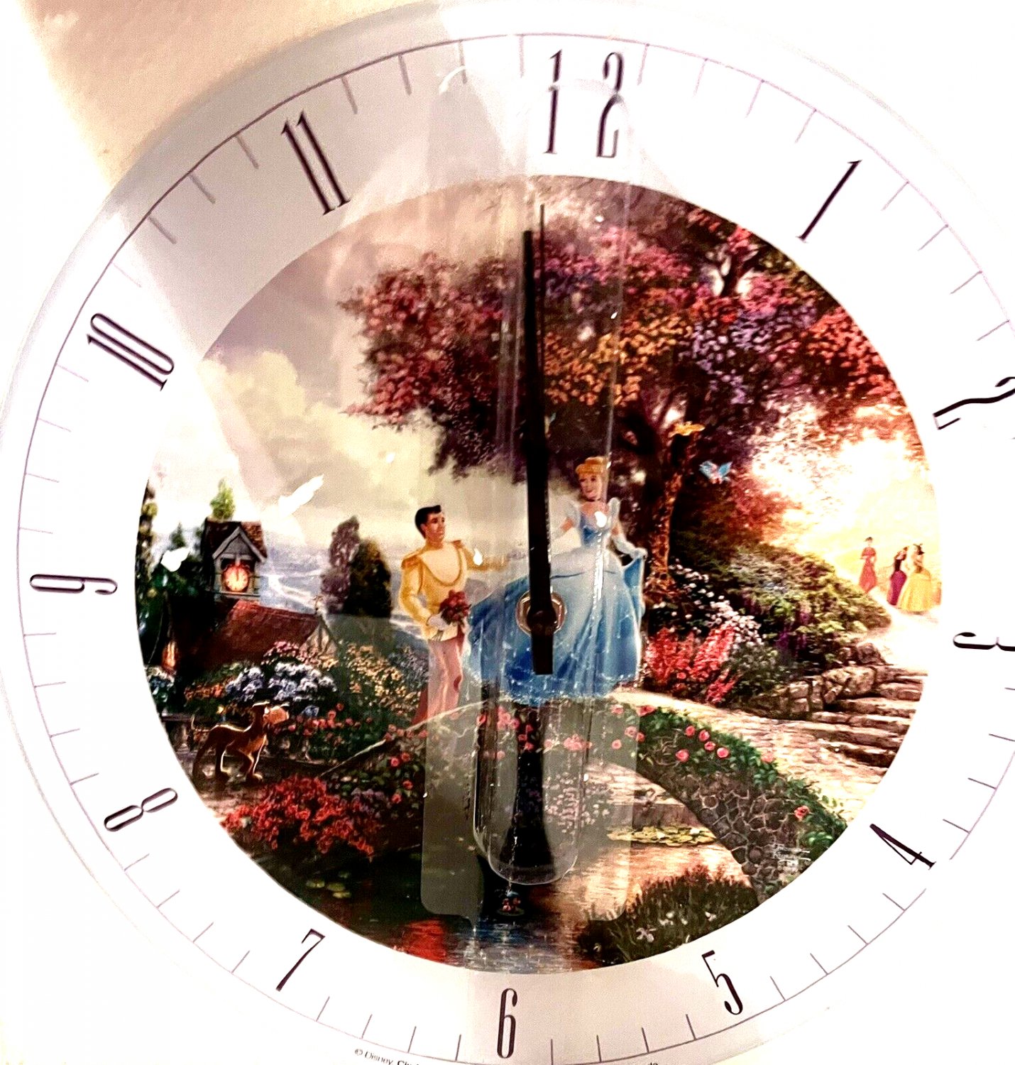 Thomas Kinkade Cinderella & Prince Glass Wall Clock