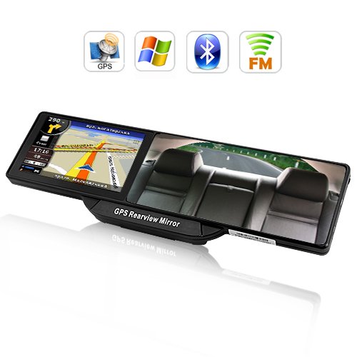 GPS Rearview Mirror - 5" HD Touch Screen Bluetooth Mirror