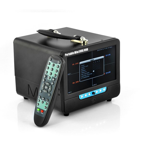 H.264 Mini DVR System - 4 IR Security Cameras and Portable 7 inch Monitor