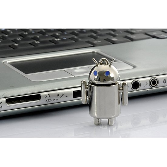 2GB Android Robot Shaped Flash Pen Drive - Metal USB Memory Stick
