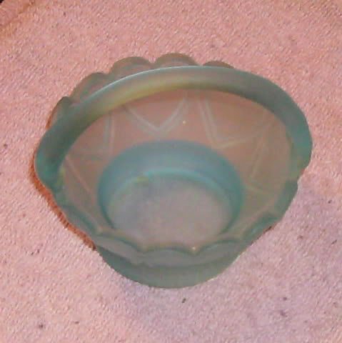 Opaque Blue Glass Basket,Pretty Decor,Shelf or Table