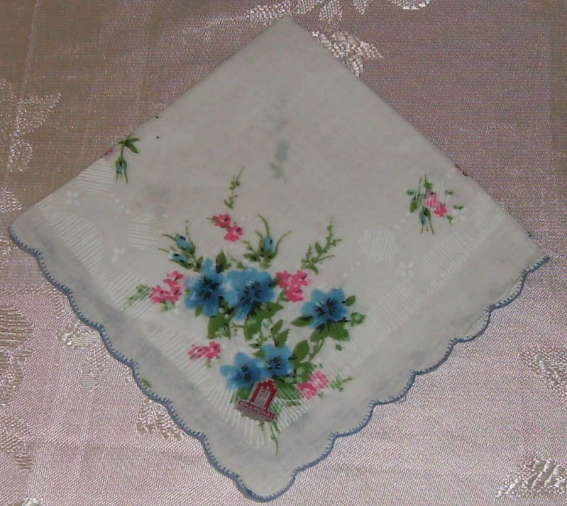 Pretty Floral Ladies Handkerchief From Shanghai, 100% Cotton, 11" x 11 ...