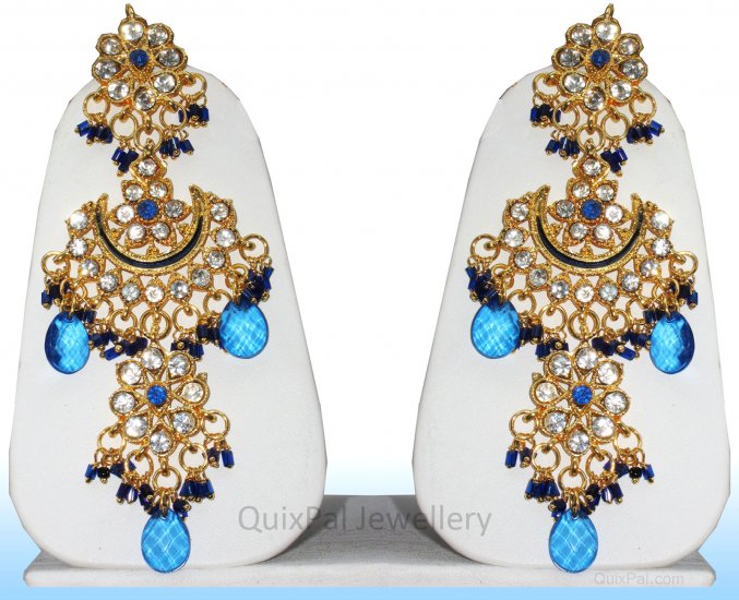 Indian Costume Jewelry Jodha Akbar Necklace Set 921 Blue