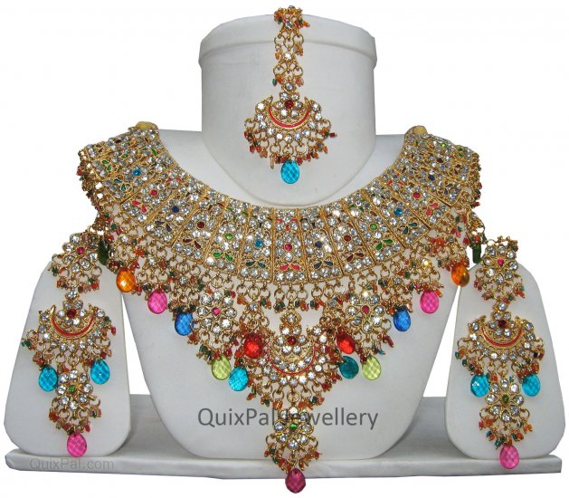 Indian Fashion Jewelry Jodha Akbar Necklace Set Multi
