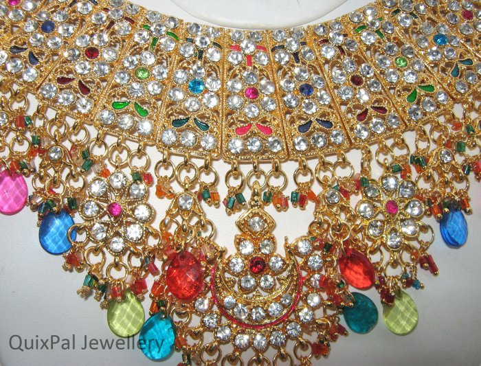 Indian Fashion Jewelry Jodha Akbar Necklace Set Multi