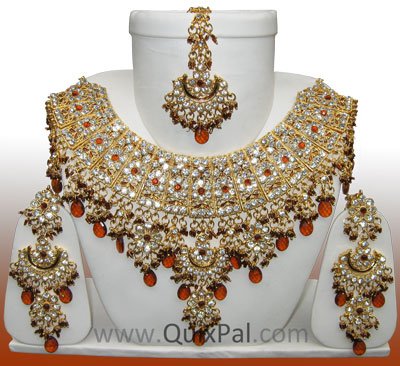 Indian Fashion Jewelry Jodha Akbar Necklace Set 921 Coffee