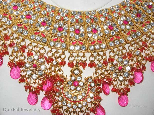 Indian Fashion Jewelry Jodha Akbar Necklace Set 921 Magenta
