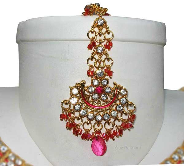 Indian Fashion Jewelry Jodha Akbar Necklace Set 921 Magenta