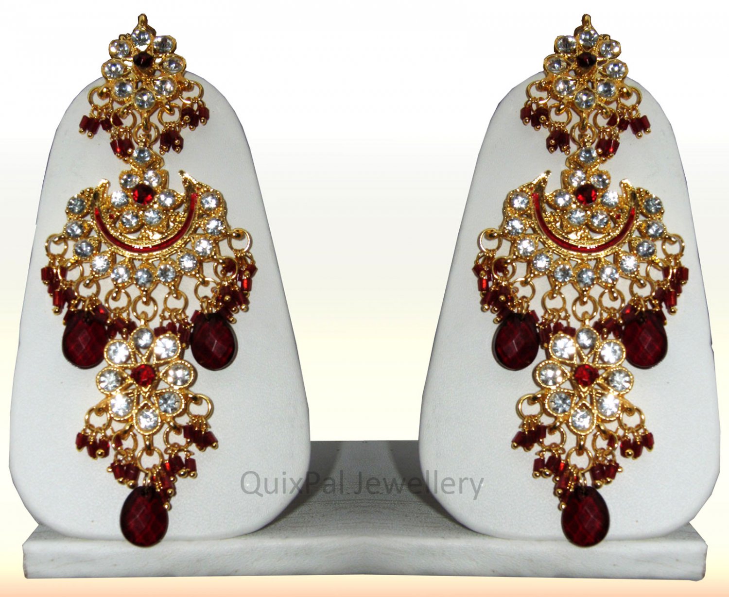 Fashionable Jewelry Jodha Akbar Necklace Set Burgundy