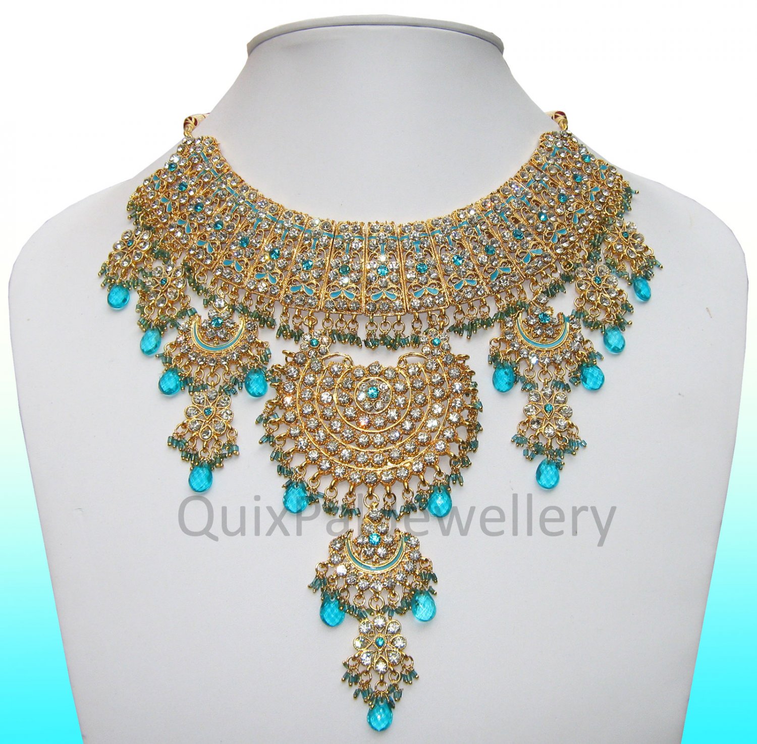 Indian Costume Jewellery Jodha Akbar Dulhan Set 811 Firozi