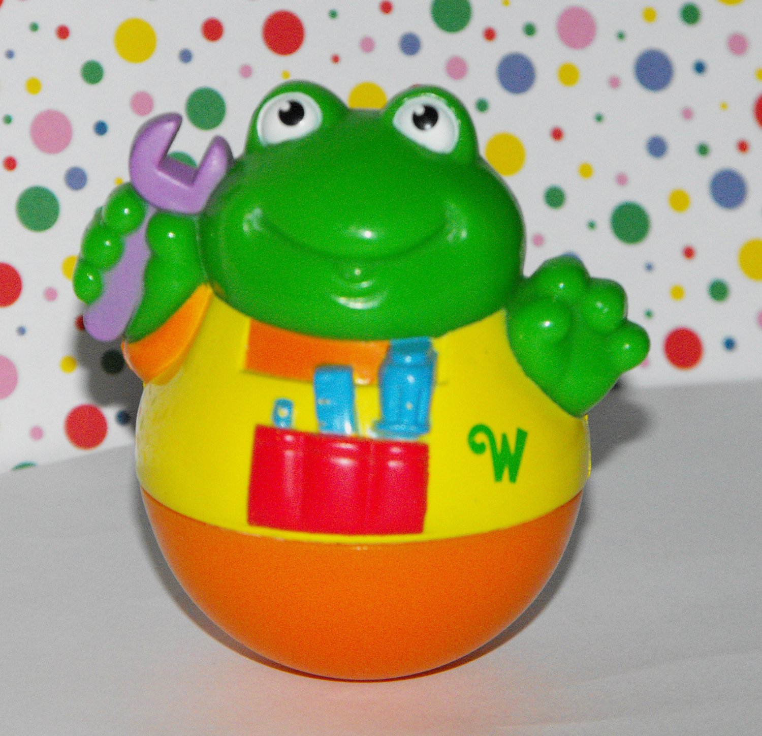 *2/15*SOLD~Playskool Weebles Frog with Overalls and Wrench Tools