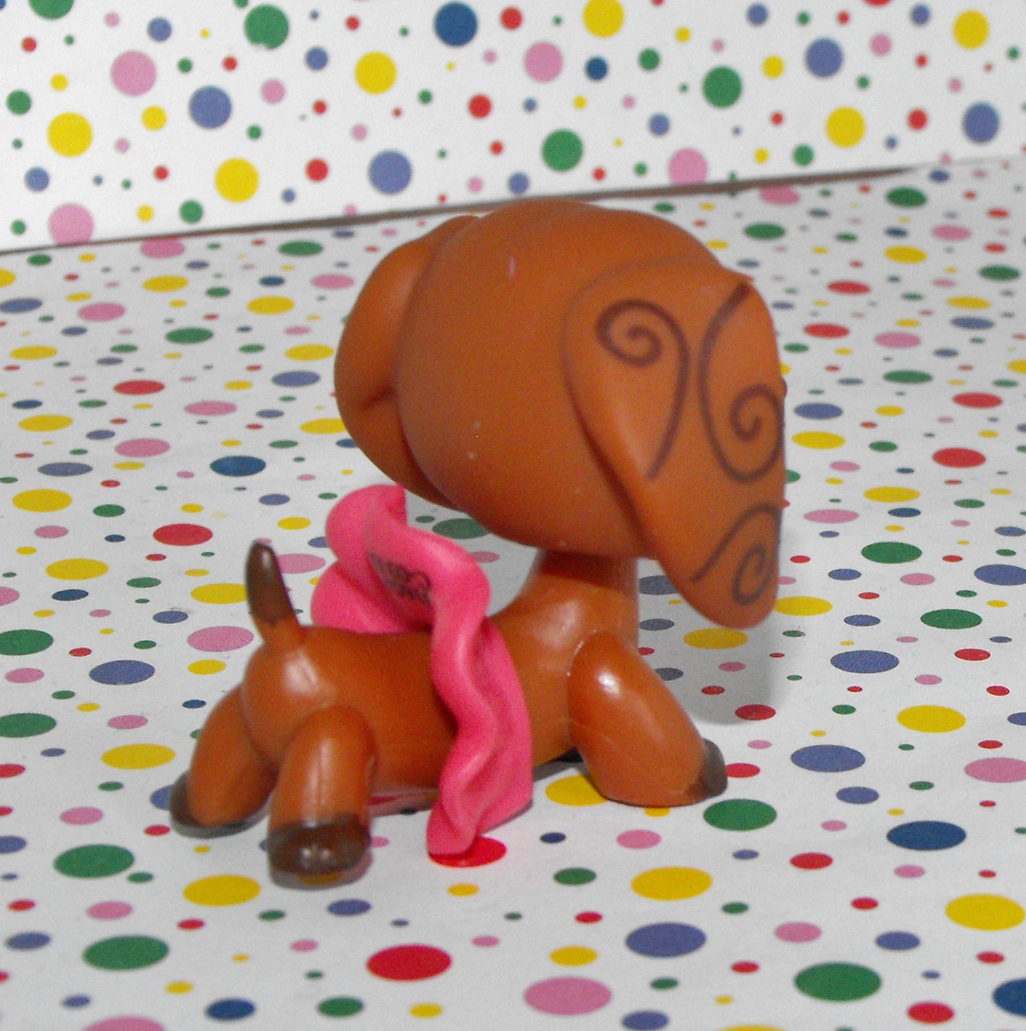 5*SOLD~Littlest Pet Shop #640 Dachshund Weiner with Swirls