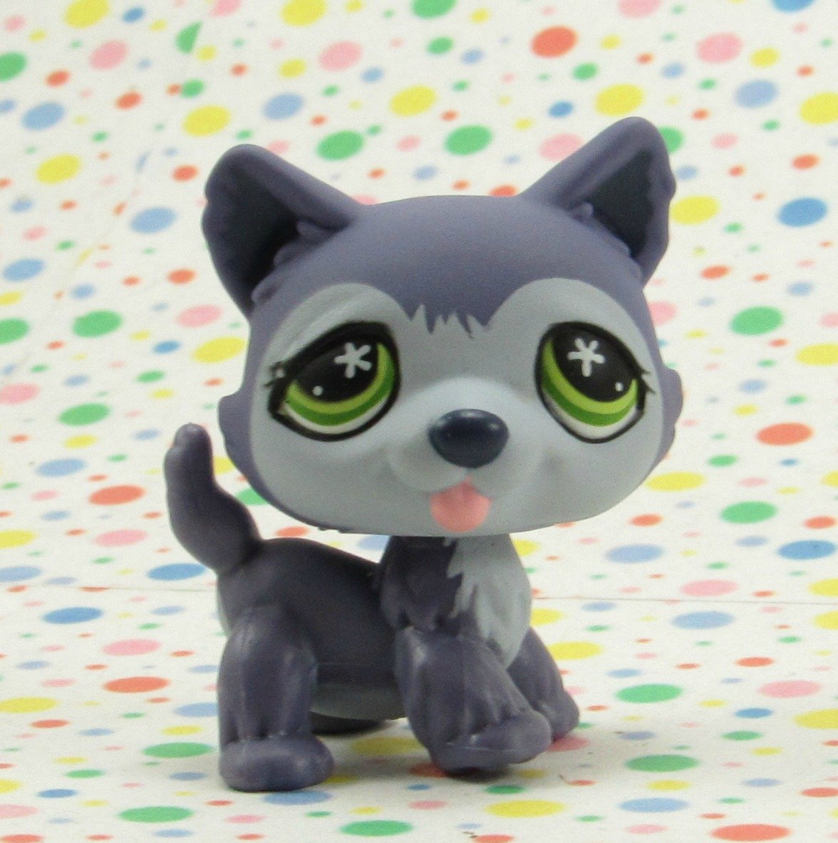 5/20*SOLD~ Littlest Pet Shop #487 Purple husky Dog ~ LPS Winter Puppy