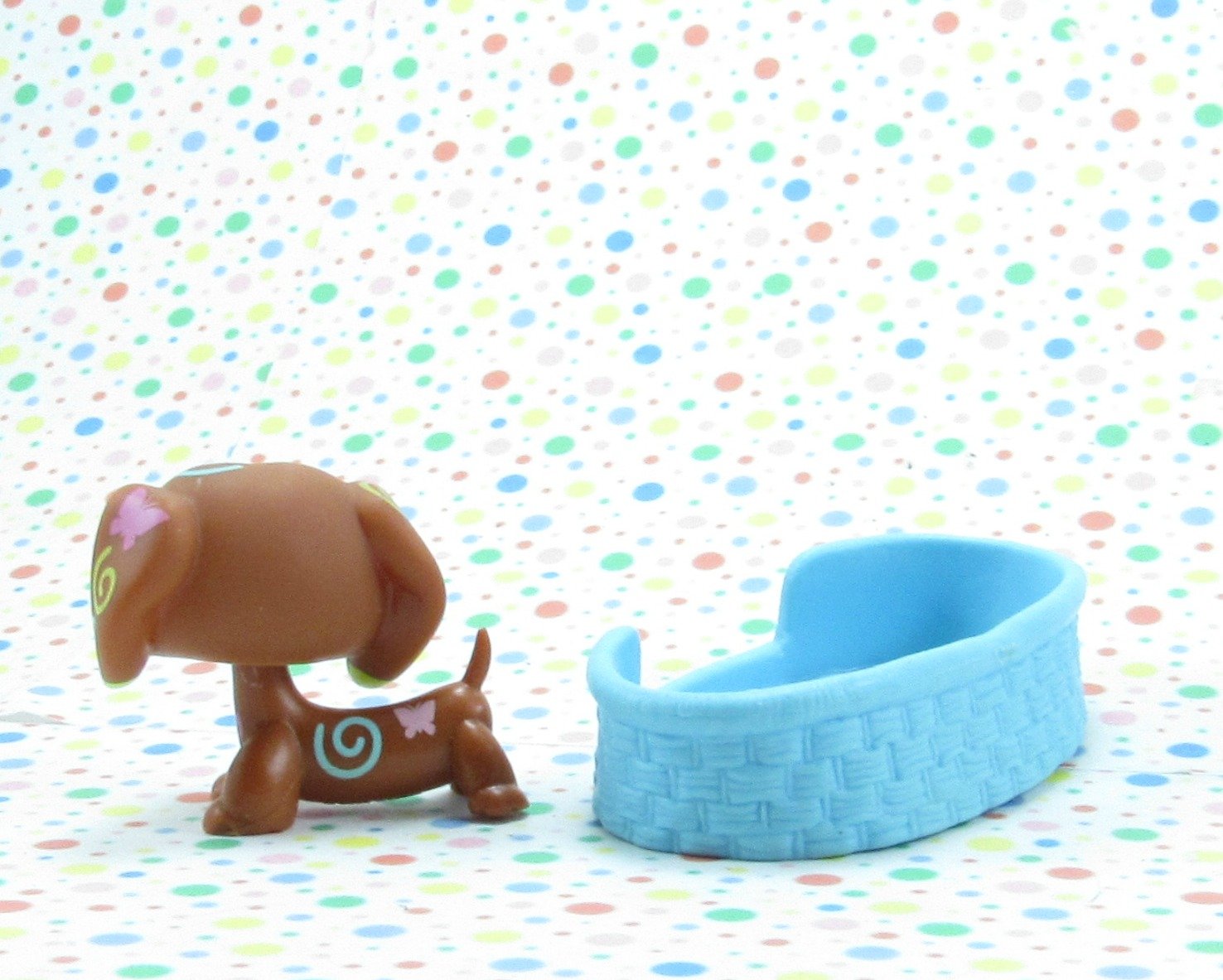 Littlest Pet Shop #1010 Dachshund Deco Tattoo Dog ~ LPS Postcard Pets