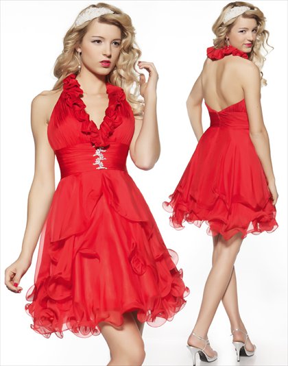 Red Deep V Neck simple cocktail dress Red Deep V Neck simple cocktail dress