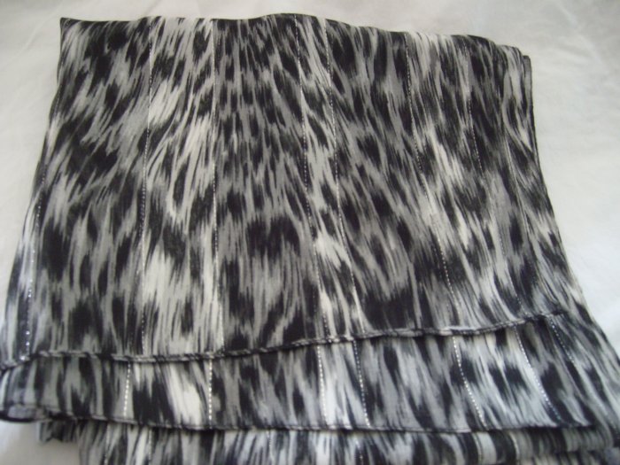 Black Snow Leopard Print Scarf