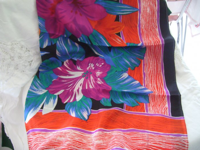 Large Rectangle Tropical Floral Print Scarf