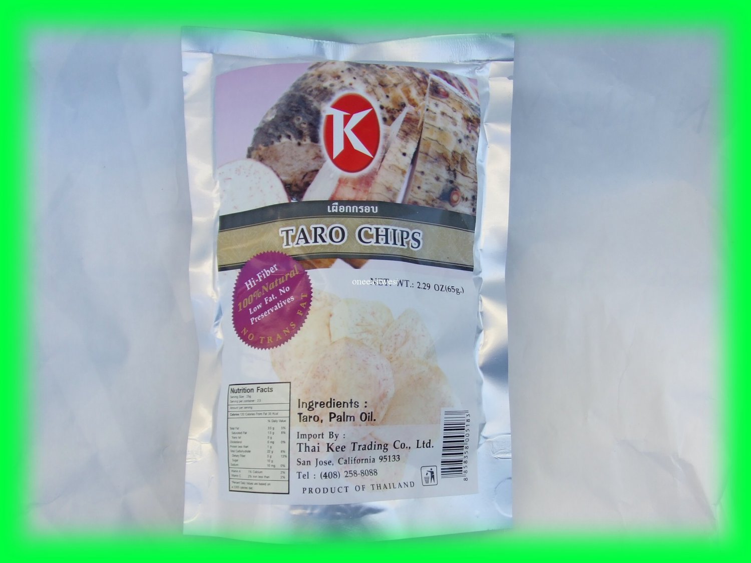 ALL NATURAL TARO ROOT CHIPS - LOW FAT, NO PRESERVATIVES