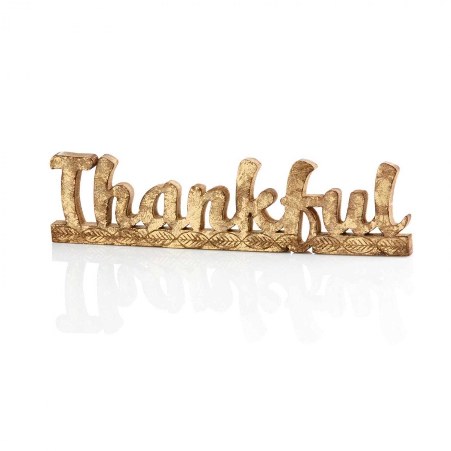 Hand Carved Wood Thankful Rustic Word Art Table Decor