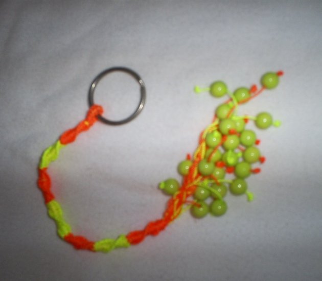 Hand Macrame Keychain in neon Orange & Yellow, New