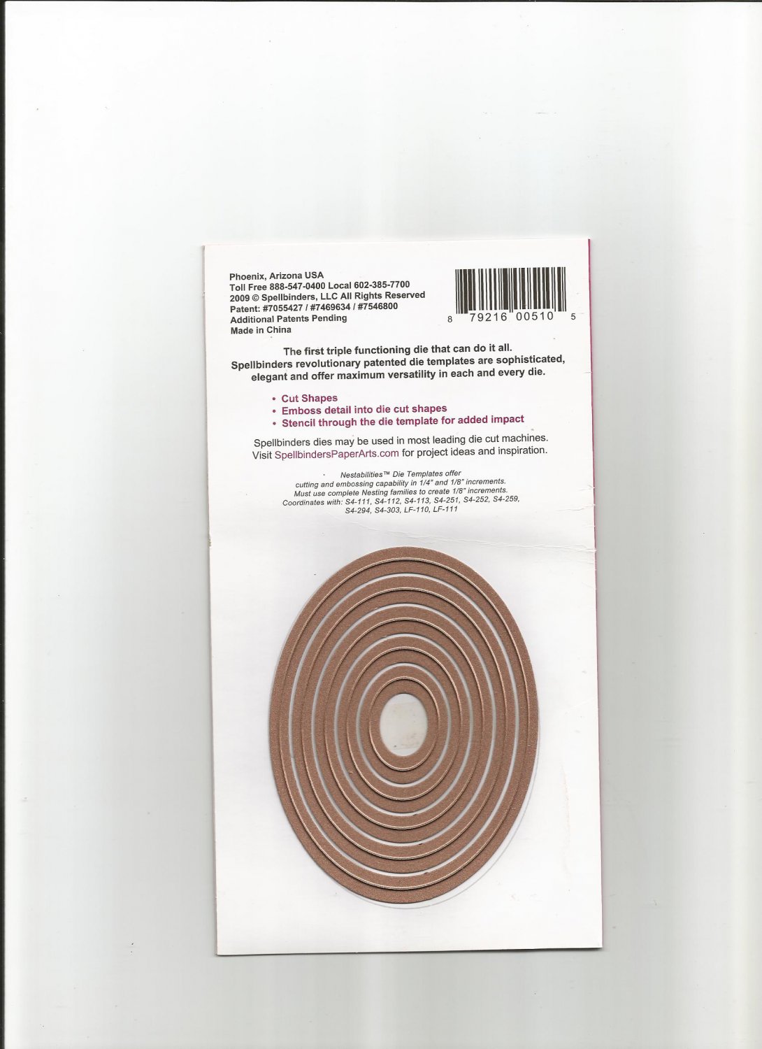 Spellbinders Nestabilities, S4-110 New 5 Die templates, Classic Ovals Large