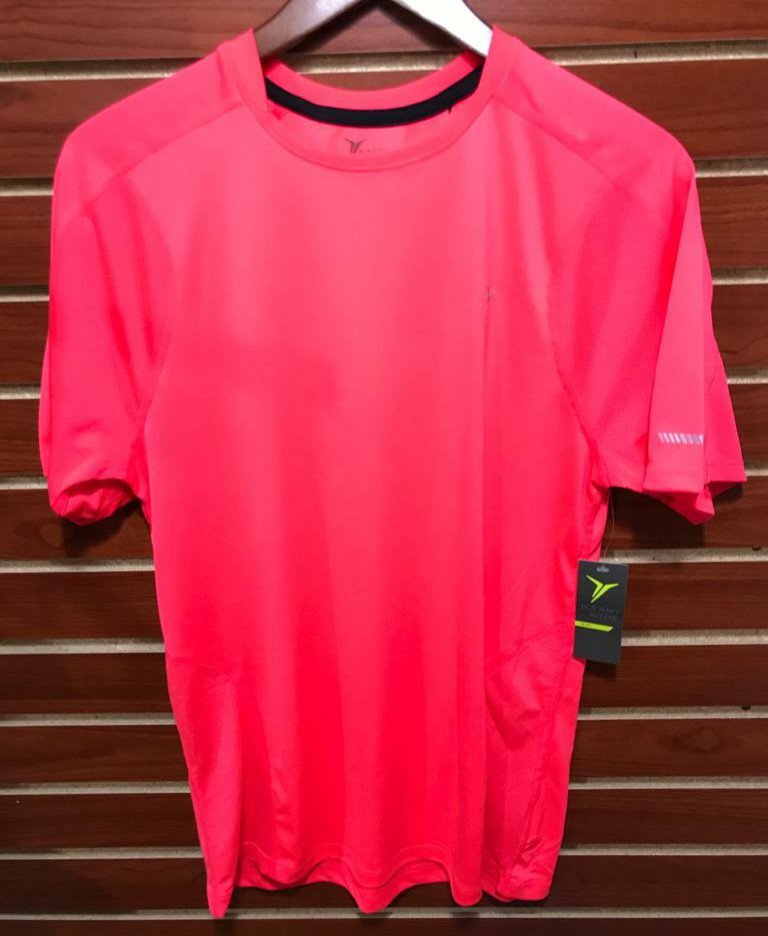 Old Navy Men's Slim Fit Neon Coral Pink Running Crew Neck T-Shirt M