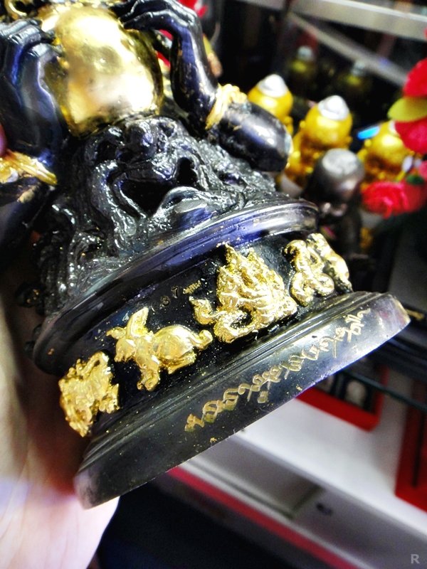 6277-THAI REAL AMULET RAHU BUCHA BLACK GOLD BRONZE STATUE LUCKY LP KLOY ...