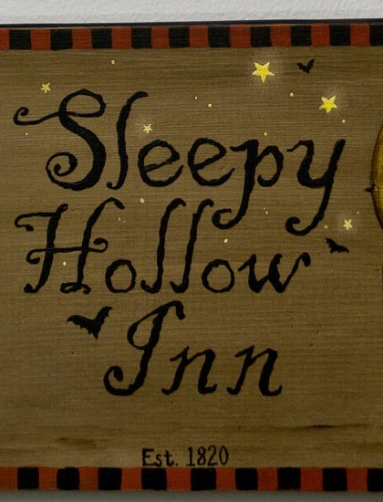 Sleepy Hollow Inn wooden sign - primitive folk art prim door hanger ...
