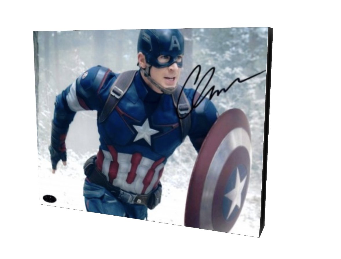 Captain America Chris Evans Facsimile Autograph 11x14 Canvas Print Wall Art