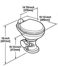 Dometic Sealand 210 Traveler Lite High Profile China RV Toilet Bone