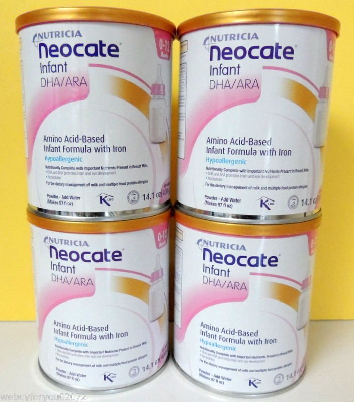 4 - 14.1oz cans NEOCATE INFANT with DHA/ARA by NUTRICIA - NEW