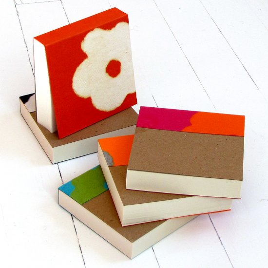 Handmade notepad 4x4 200 blank sheets handmade aqua tree free flowers paper