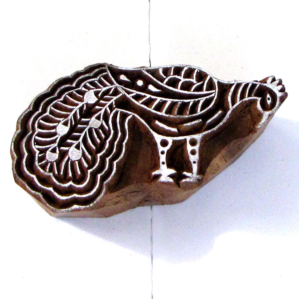 Stamping Large 4in Handmade Peacock Right Wood Block Stamp Printing 