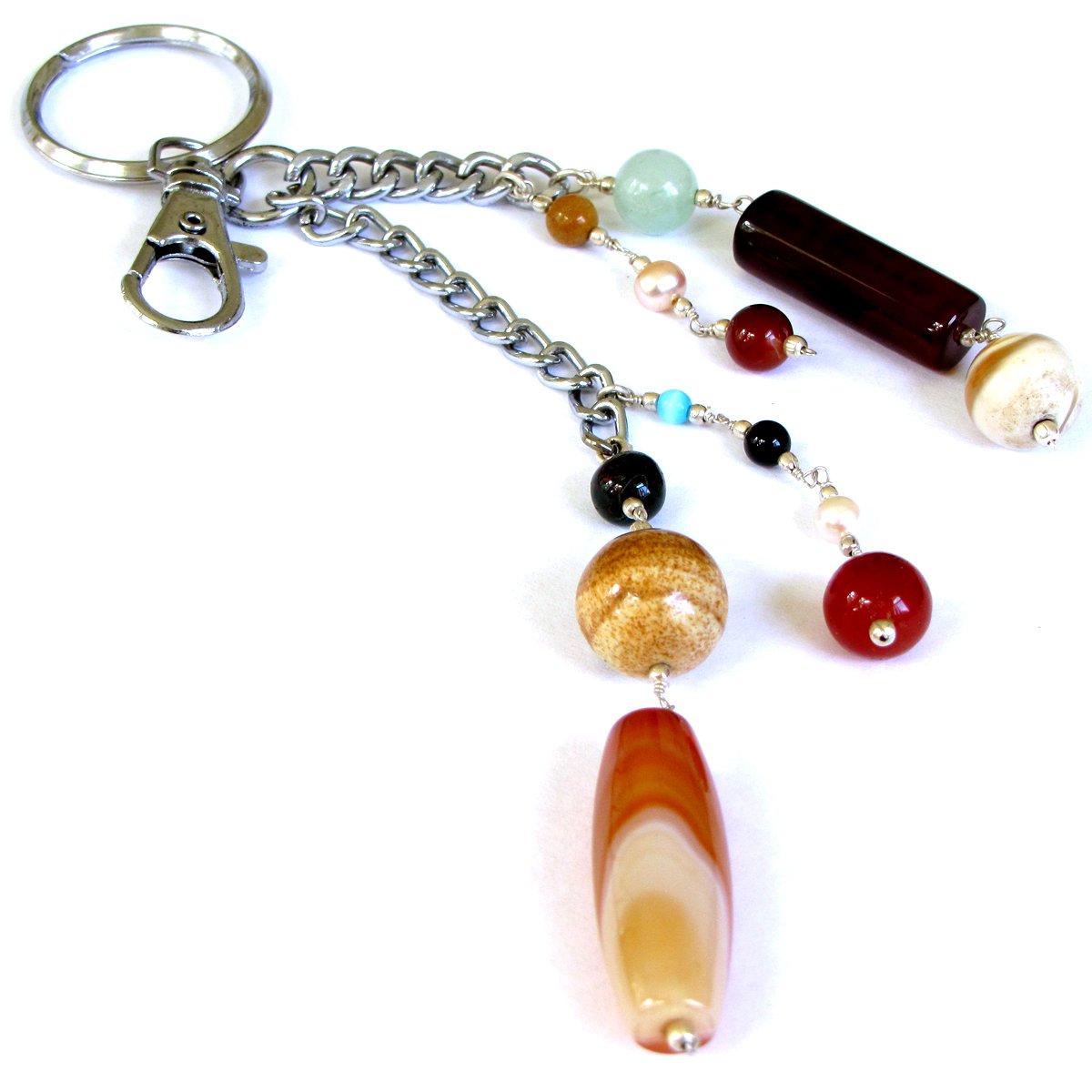 Keychains Mom gifts 4 her handmade key fob chain ring 4.5in mixed semi ...