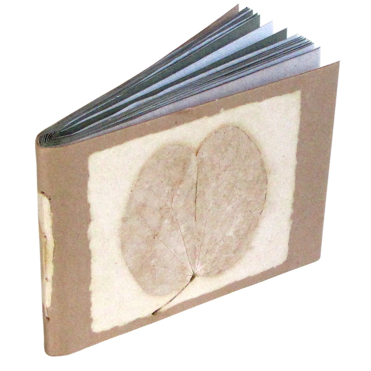 Handcrafted 5x7 photo album tan natural leaf 16pp recycled handmade ...
