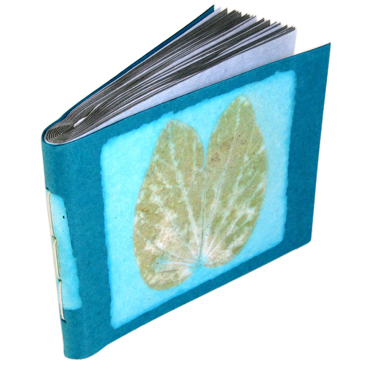 Photo pictures album 5x7 turquoise/teal 16pp recycled handmade paper ...