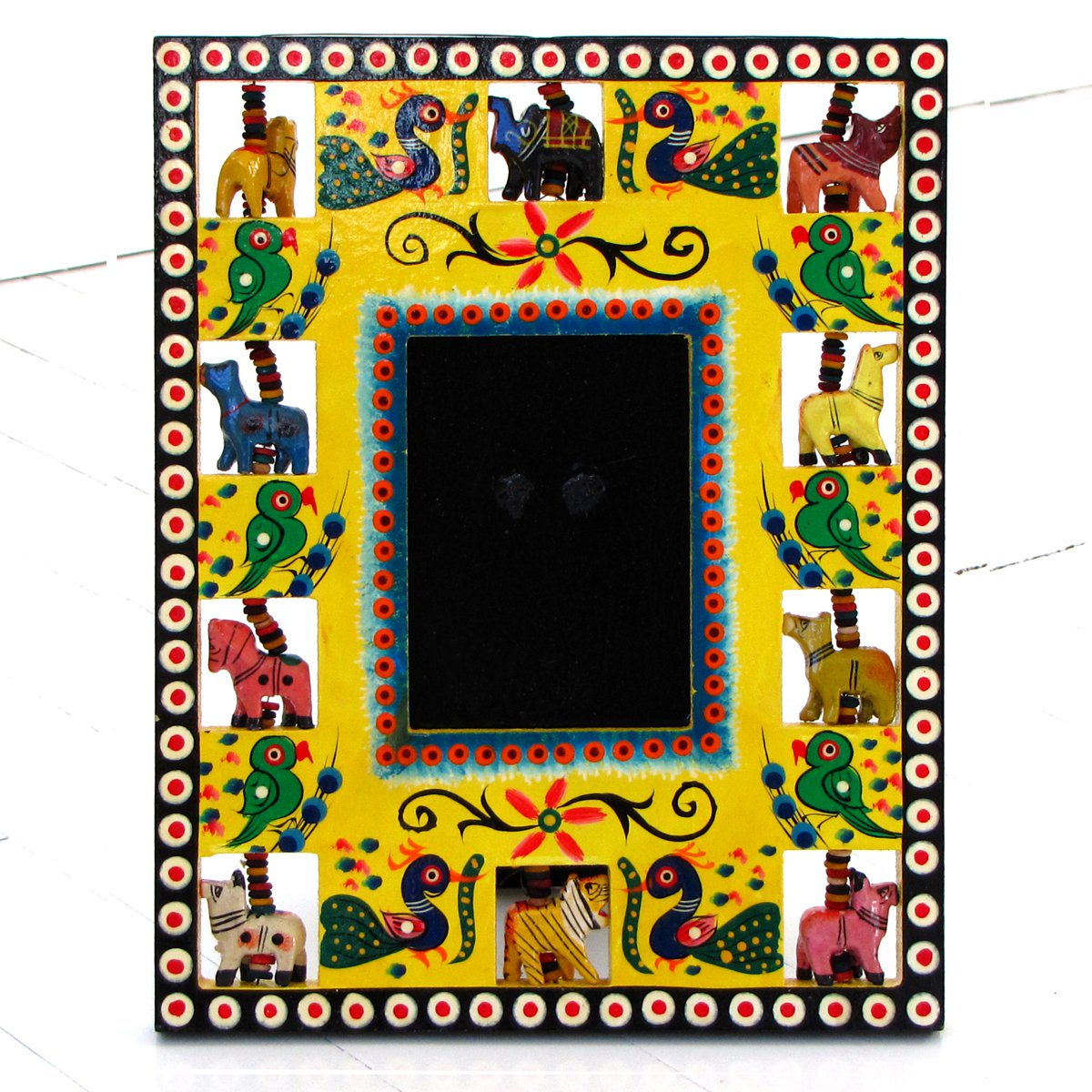 Handmade wooden photo picture frame craft Xmas 3.5x4.5 (8x10) yellow ...