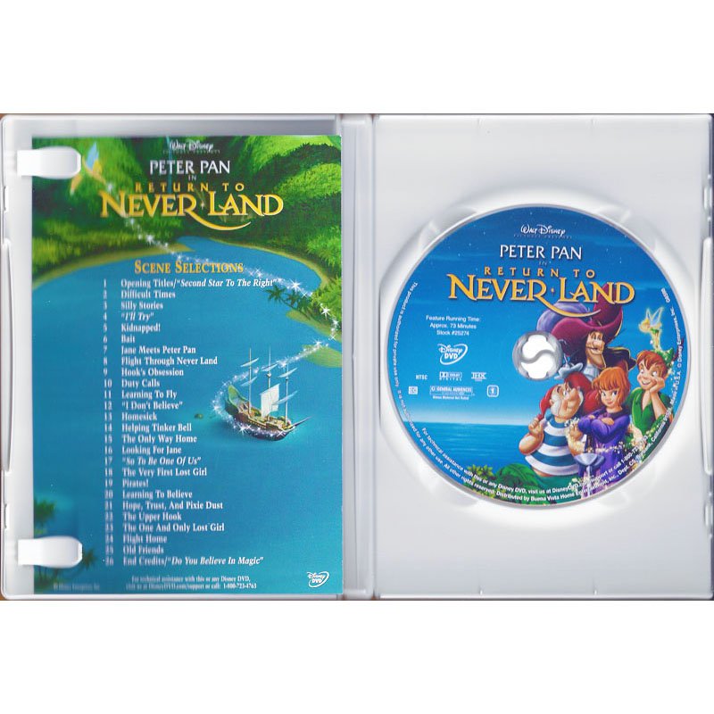 Peter Pan Return to Never Land Disney Animated Movie DVD Dolby Digital ...
