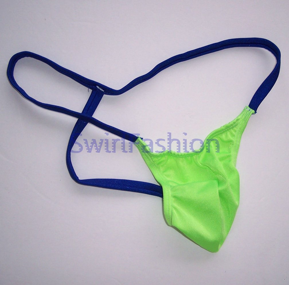 RC453 C45 Hot Men Sexy Stretch Swim String Thong Green Pouch Royal Strings