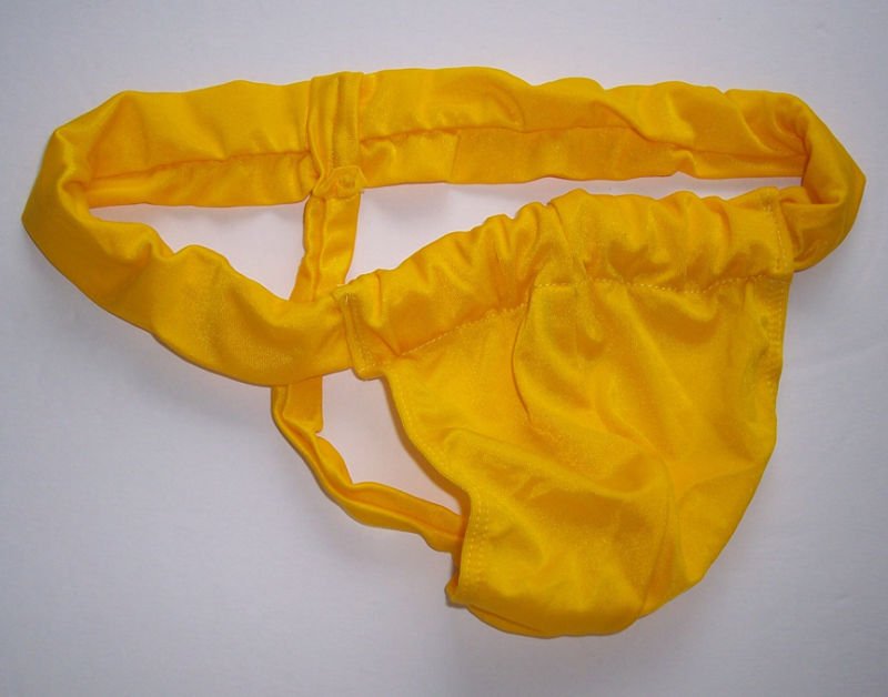 H1503 HOT SEXY MEN POSING STRING POUCH THONG Silky Yellow