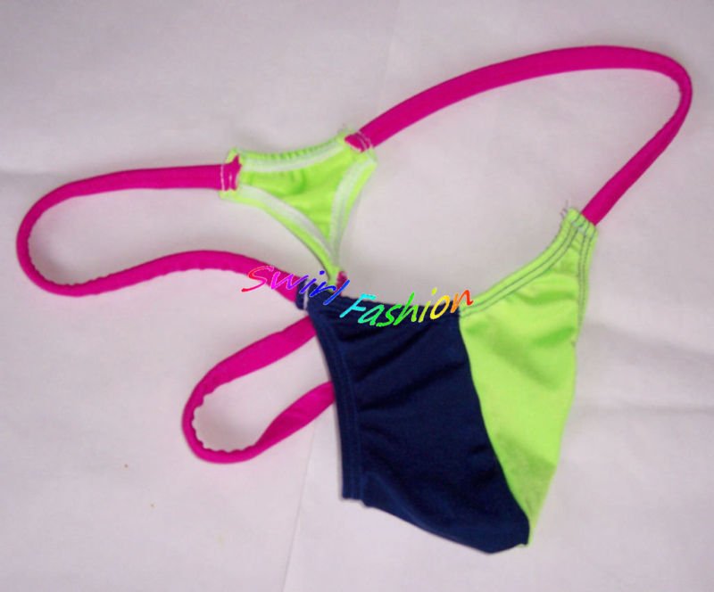 RC449 C45 Hot Men Sexy Stretch Swim String Thong Green+Royal pouch ...